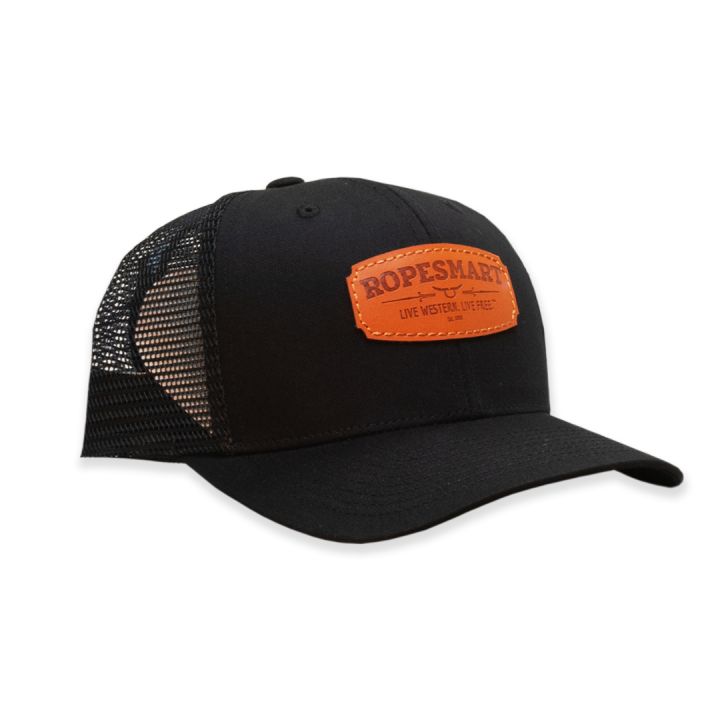 RopeSmart Leather Solo Steer Oval Patch Black